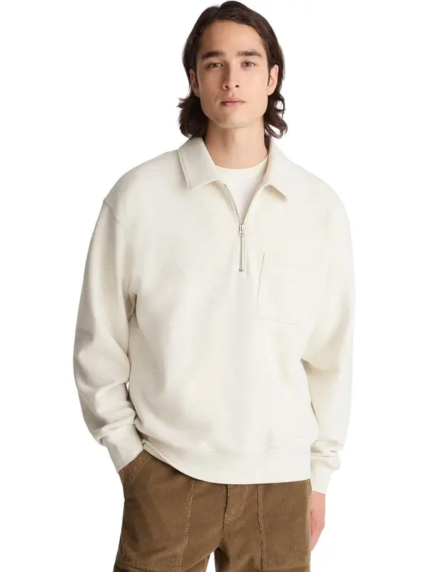 Madewell The Mccarren Midweight Quarter-zip Sweatshirt - Hthr Natural