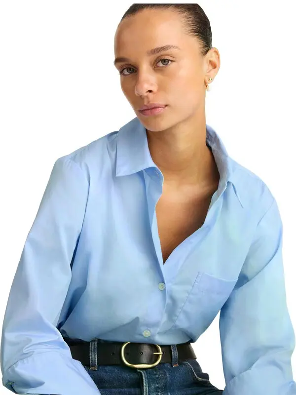Madewell Easy Y-neck Button-up Shirt - Peri Blue