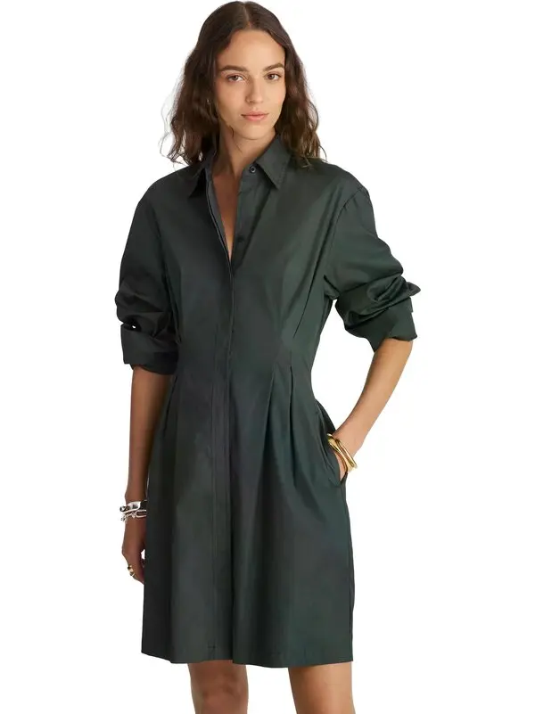 Madewell Poplin Mini Shirtdress - Summit Green