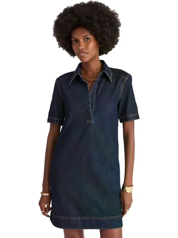 Madewell Denim Popover Mini Dress - Rinse Wash