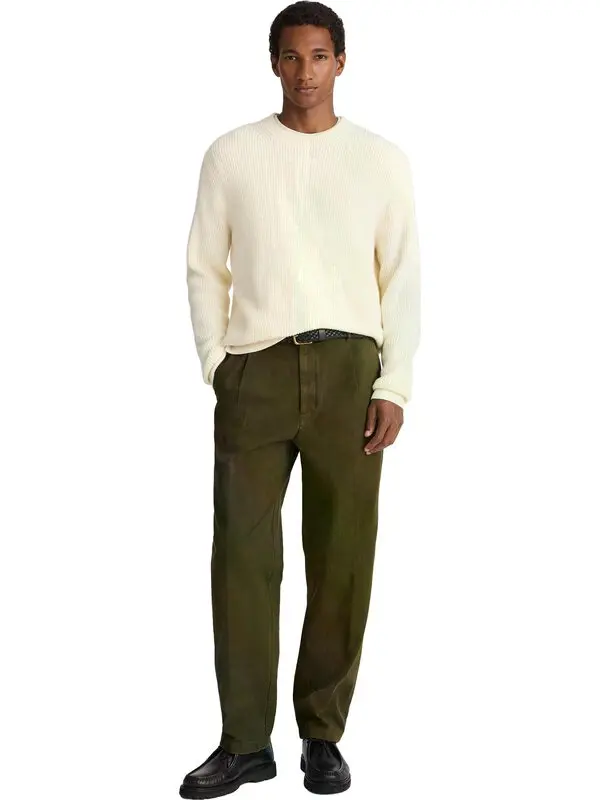 Madewell Pleated Twill Trousers - Olive Drab