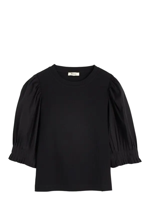 Madewell Puff-sleeve Knit Top - Jet Black