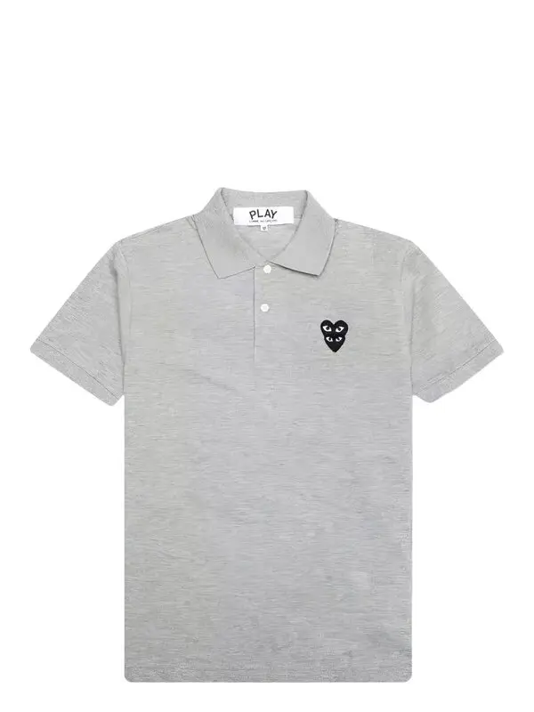Play Comme Des Garcon Stacked Heart Polo Shirt - Grey