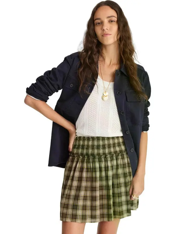 Madewell Plaid Mini Skirt With Smocked Waist - Faded Ivy