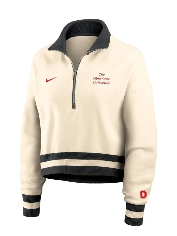 Nike Ohio State Legacy Cropped Quarter-zip Crew - Brown