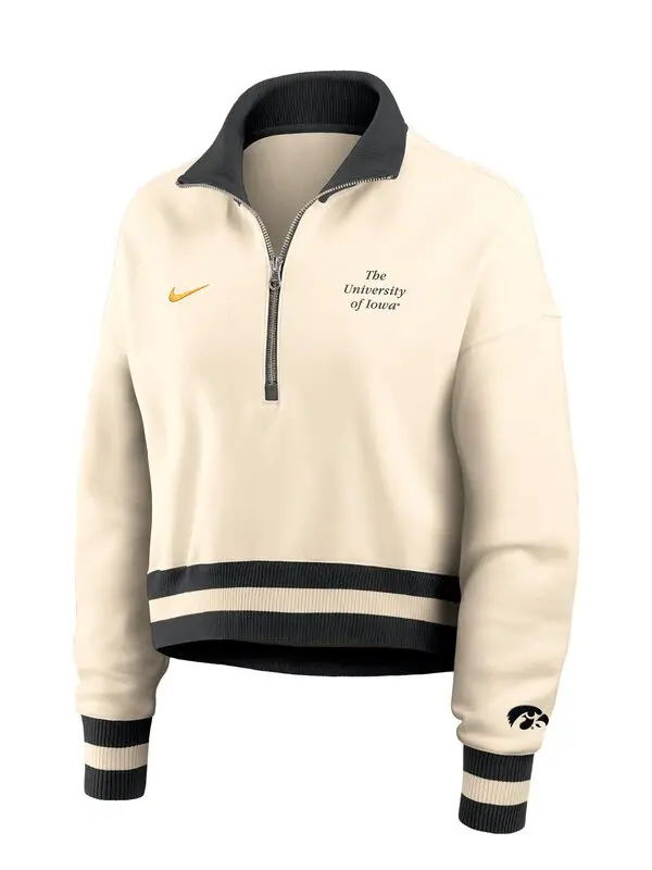 Nike Iowa Legacy College Cropped Quarter-zip Crew - Brown