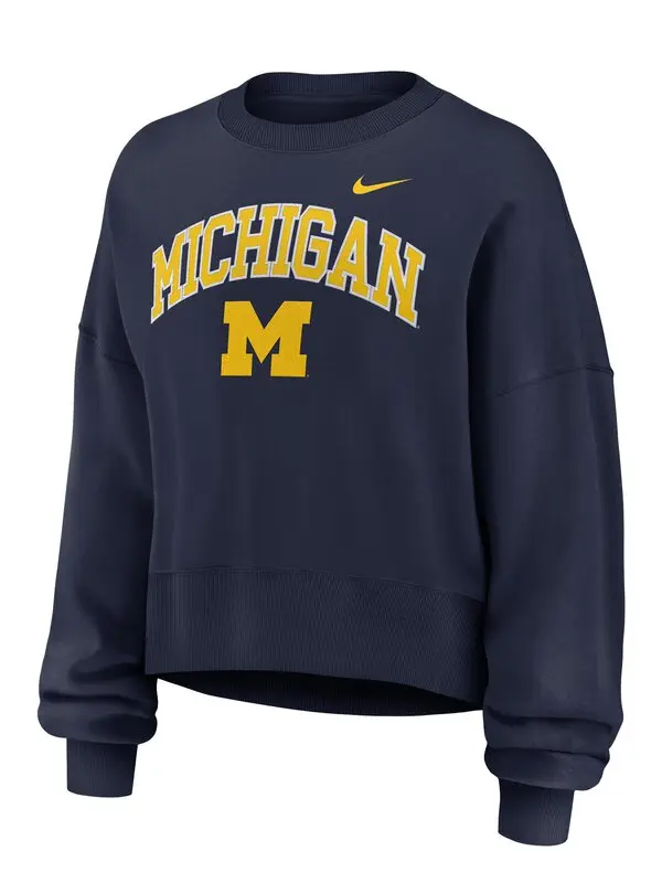 Nike Michigan Phoenix Arch College Pullover Crew - Blue