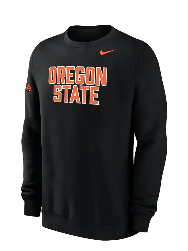 Nike Oregon State Club Fleece Crew-neck Sweatshirt - Black