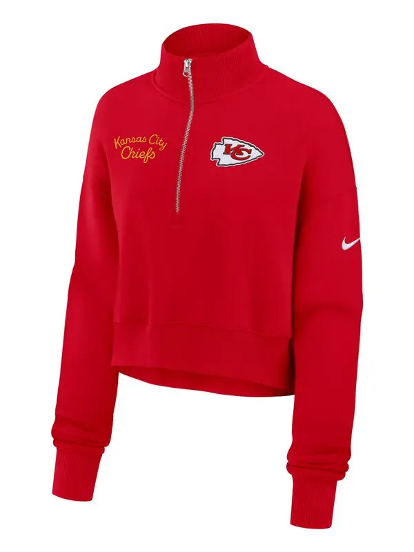 Nike Kansas City Chiefs Phoenix Nfl Cropped Quarter-zip Crew - Red
