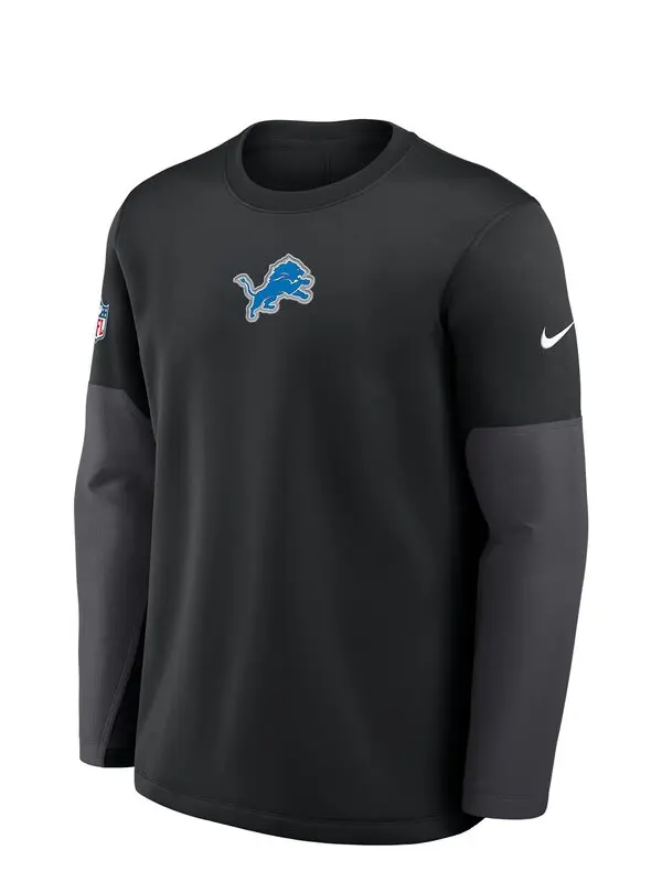 Nike Detroit Lions Scripted To Win Sideline Coach Therma-fit Nfl Long-sleeve T-shirt - Black