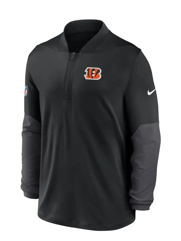 Nike Cincinnati Bengals Dri-fit Nfl 1/2-zip Top - Black