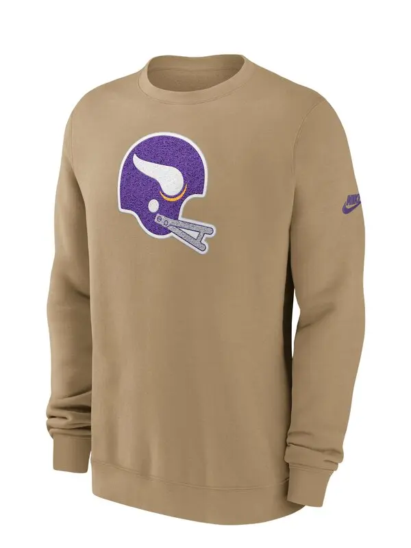 Nike Minnesota Vikings Swing Pass Rewind Club Nfl Pullover Crew - Brown