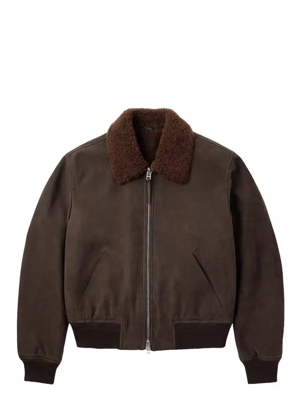 TOM FORD Shearling Bomber Jacket - Brown
