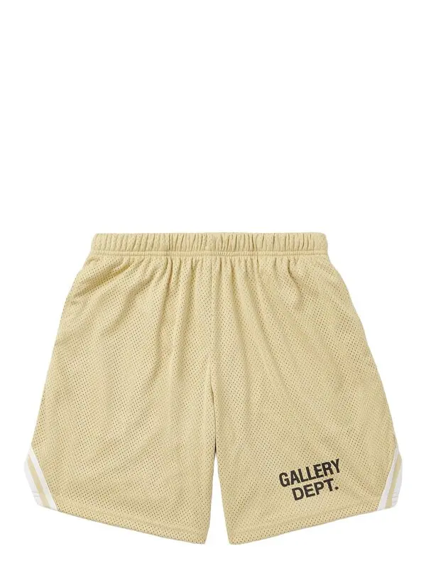 GALLERY DEPT. Venice Court Wide-leg Logo-print Webbing-trimmed Mesh Shorts - Neutrals
