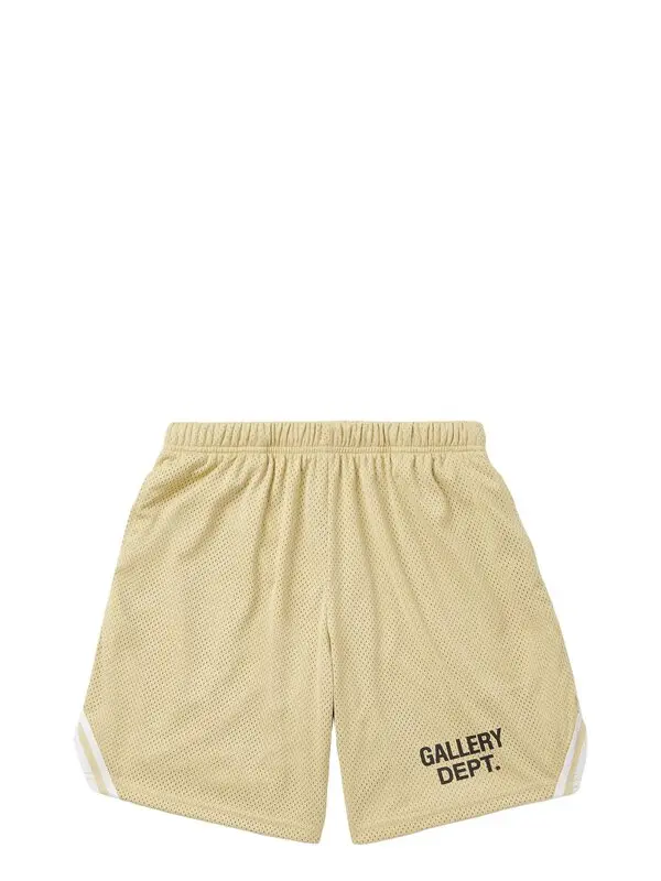 GALLERY DEPT. Venice Court Wide-leg Logo-print Webbing-trimmed Mesh Shorts - Neutrals