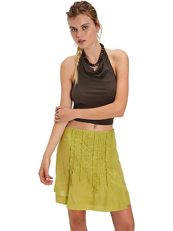 DAMSON MADDER Glinda Ruffle Mini Skirt - Golden Lime