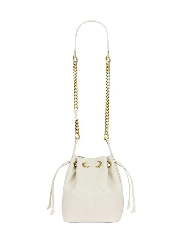 Saint Laurent Small Cassandre Quilted Bucket Bag - Crema Soft