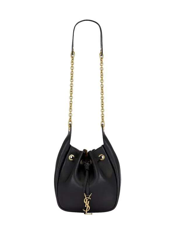 Saint Laurent Cassandre Supple Bucket Bag - Nero & Caramel Cognac