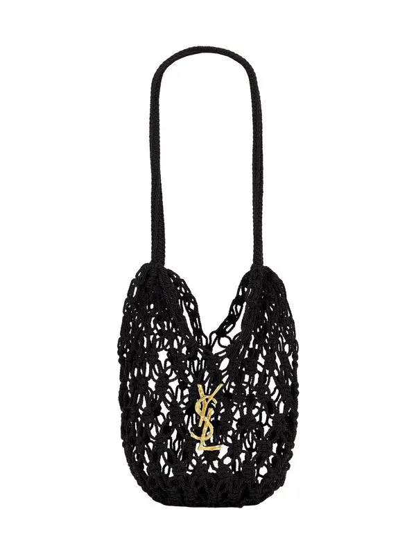 Saint Laurent Small Shopping Crochet Bag - Nero