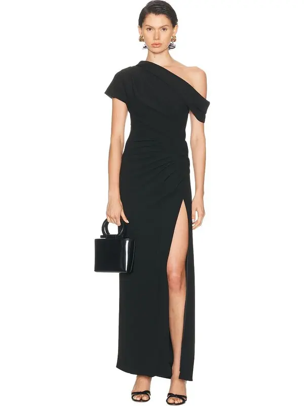 Simkhai Kally Draped Midi Dress - Black
