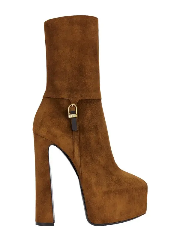 Saint Laurent Tria Buckled Ankle Boots - Land