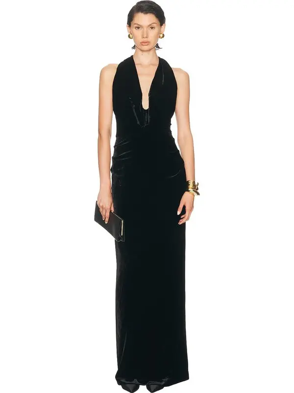 Rachel Gilbert Martin Plunge Gown - Black