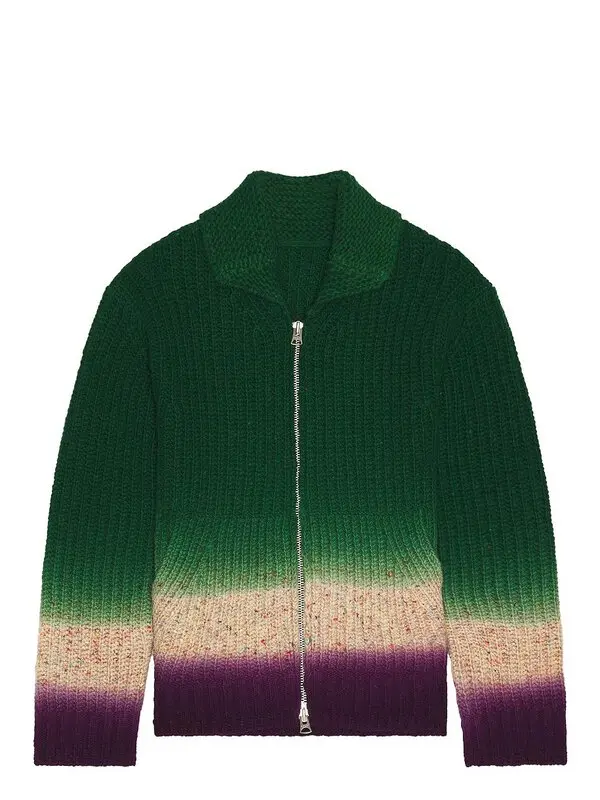 Sacai Garment Dye Wool Knit Cardigan - Green