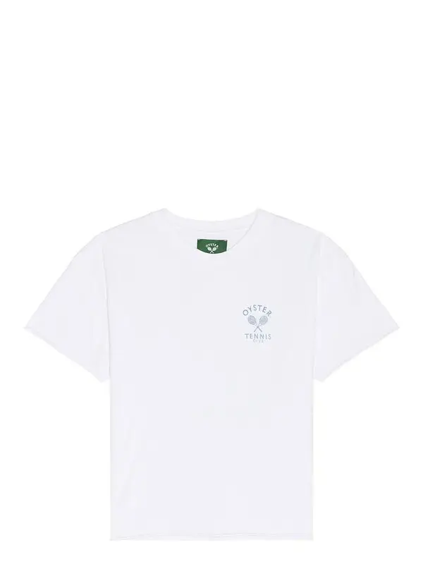 OYSTER Court Undone Edge T-shirt In Green - Vintage White