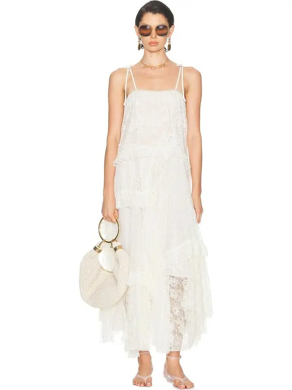 Chloé Embroidered Lace Maxi Dress - Iconic Milk
