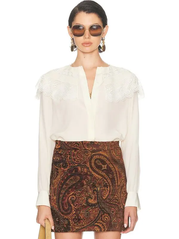 Chloé Lace Detailed Blouse - Pristine White