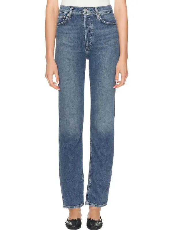 AGOLDE 90s Pinch Waist Long High Rise Straight Jeans - Overcast