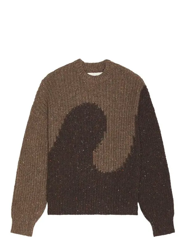 ERL Swirl Wool Crew Neck Knit Sweater - Brown