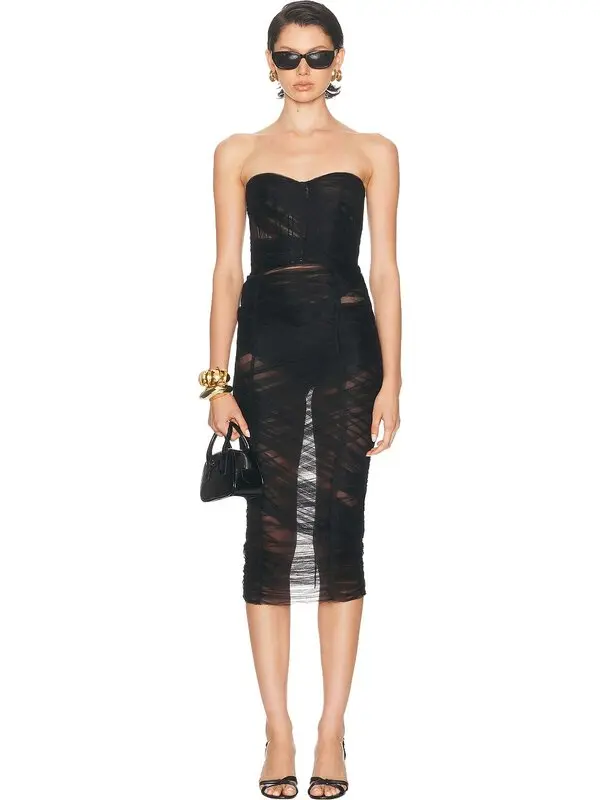 Dolce & Gabbana Strapless Midi Dress - Black
