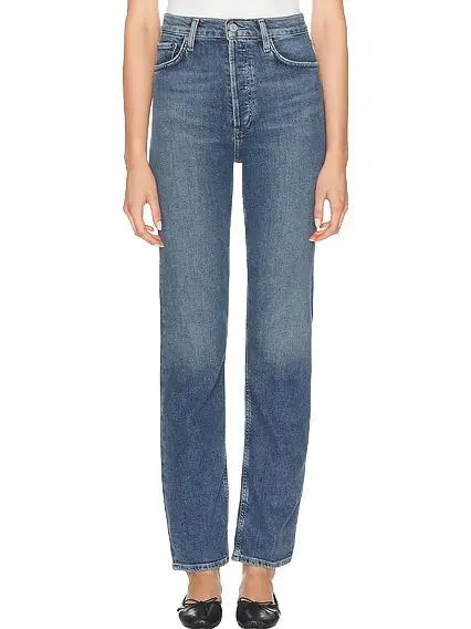 AGOLDE 90s Pinch Waist Long High Rise Straight Jeans - Overcast