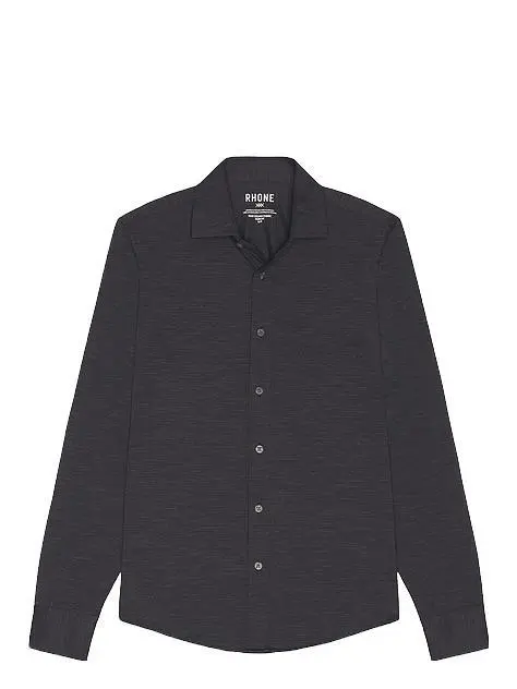 RHONE Semi Spread Collar Commuter Shirt In Grey - Iron Oxford