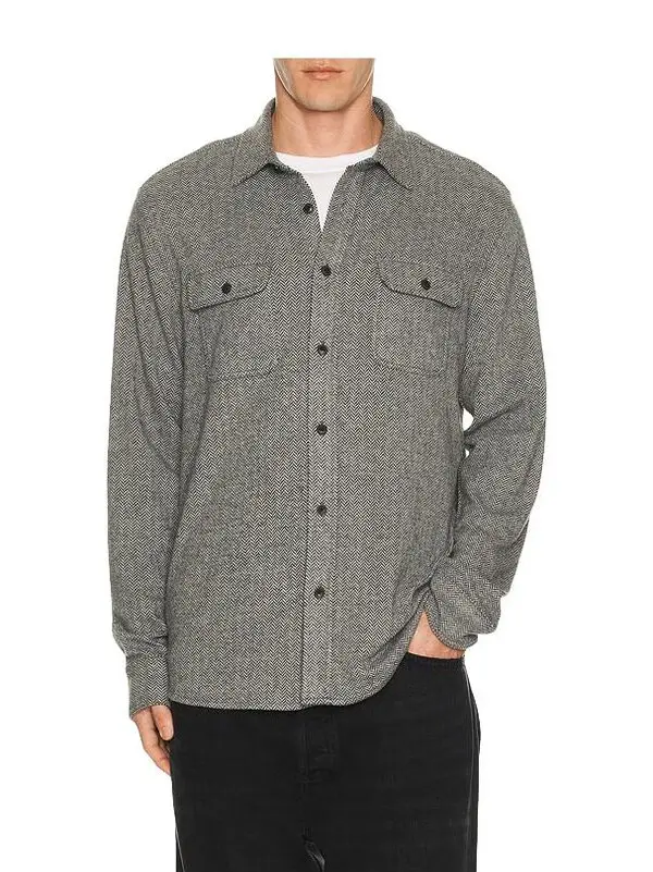 Faherty Brand Legend Sweater Shirt In Grey - Alpine Grey Herringbone