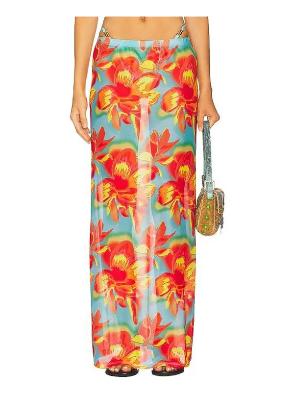 RUNAWAY THE LABEL Miami Maxi Skirt - Diaz Aqua