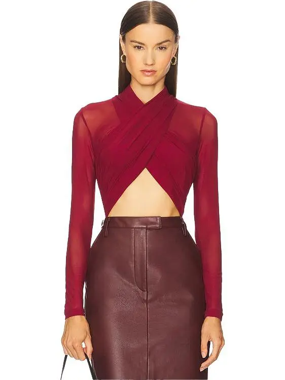 Bardot Aliyah Wrap Bodysuit - Burgundy