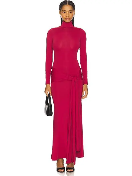 Bardot Alix Maxi Tie Front Dress - Burgundy