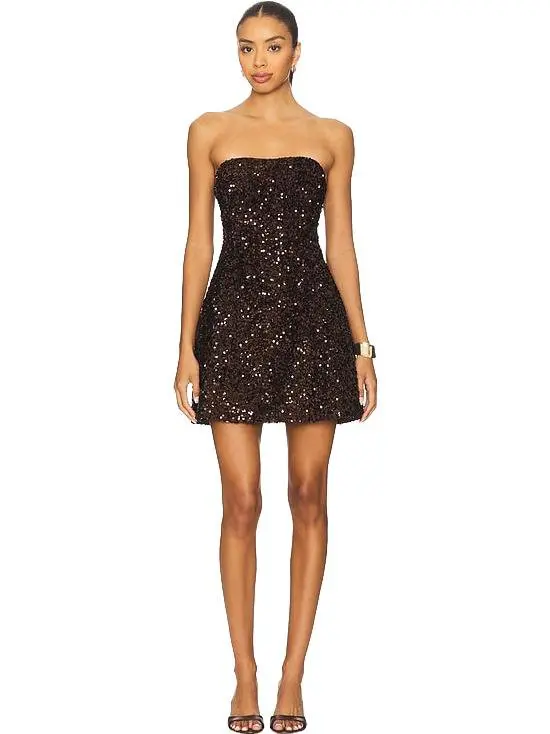 Bardot Helene Sequin Mini Dress - Chocolate