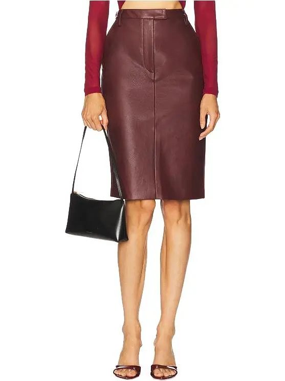 Bardot Phenix Faux Leather Skirt - Burgundy