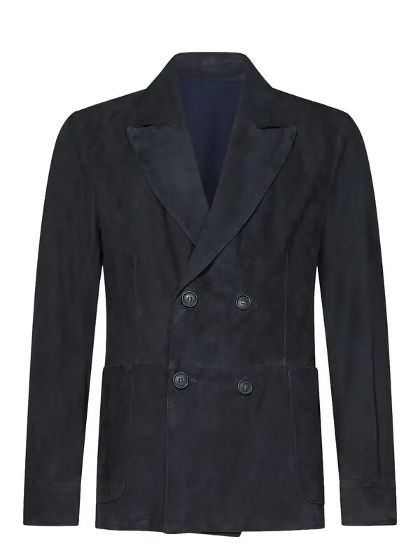 FRANZESE COLLECTION Leather Blazer - Blue