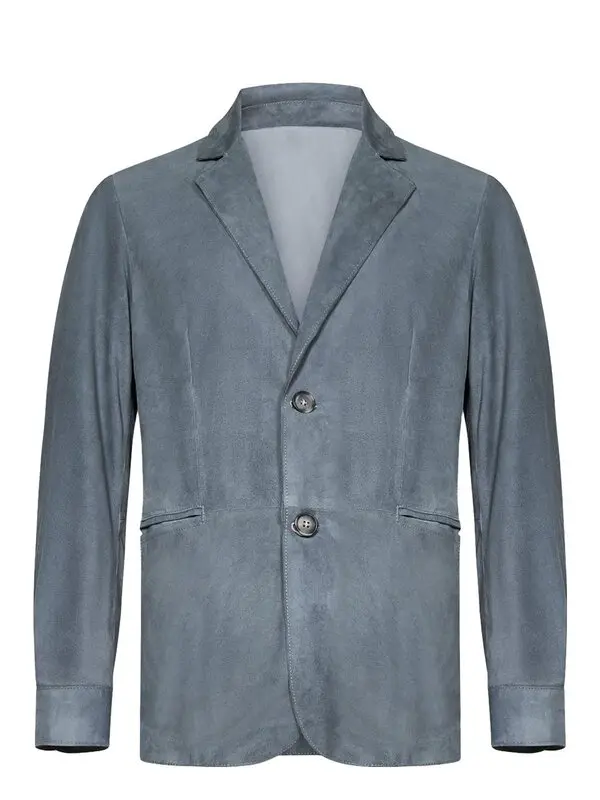 FRANZESE COLLECTION Single-breasted Suede Blazer - Clear Blue