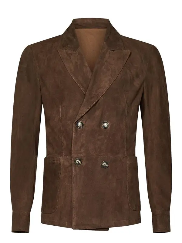 FRANZESE COLLECTION Suede Leather Blazer - Brown