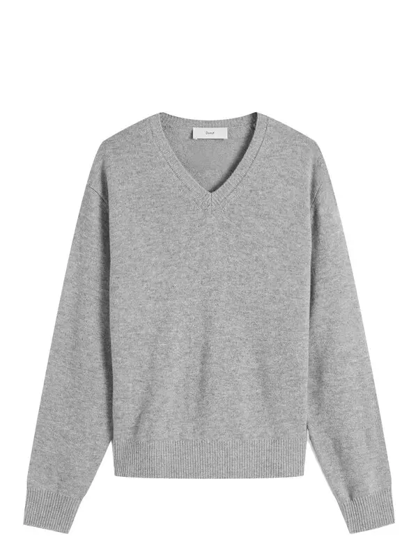 DUNST Cashmere Blend V-neck Jumper - Melange Grey