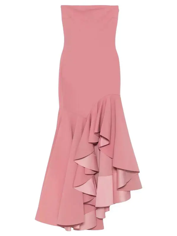Solace London Asymmetric Ruffled Dress - Pink