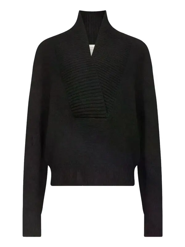 Loulou De Saison Ribbed V-neck Sweater - Black