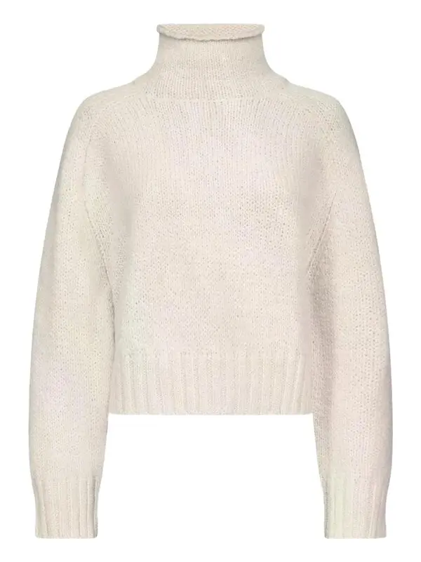 Loulou De Saison Kean Stand Collar Ribbed Sweater - Neutrals