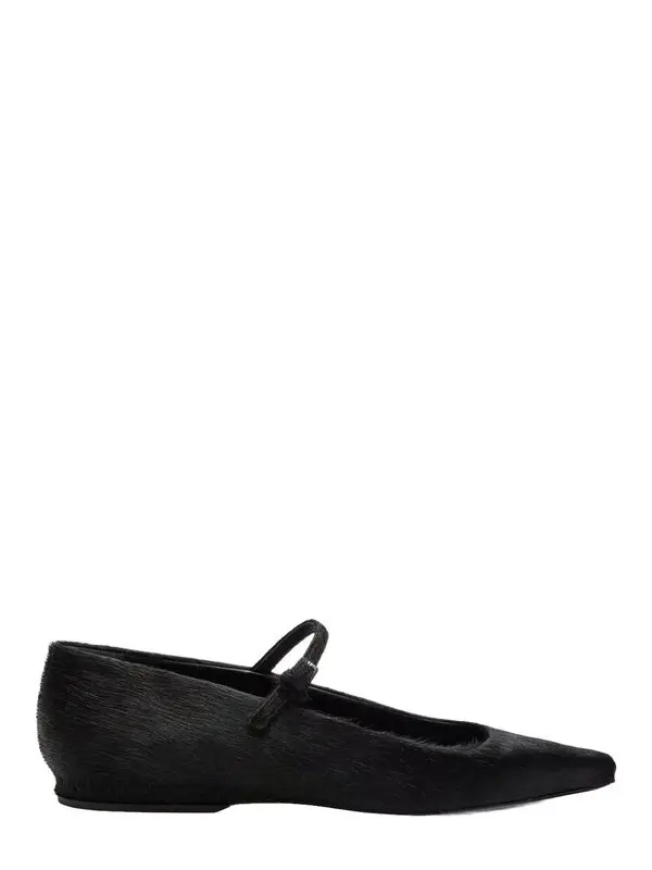 Loulou De Saison Leone Pony-effect Leather Mary Jane Flats - Black