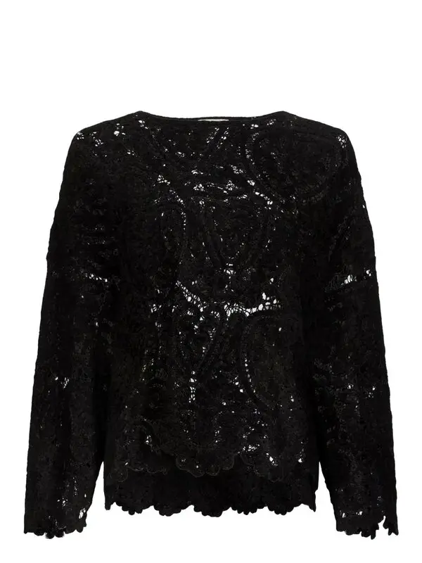 Loulou De Saison Crochet Lace Sweater - Black